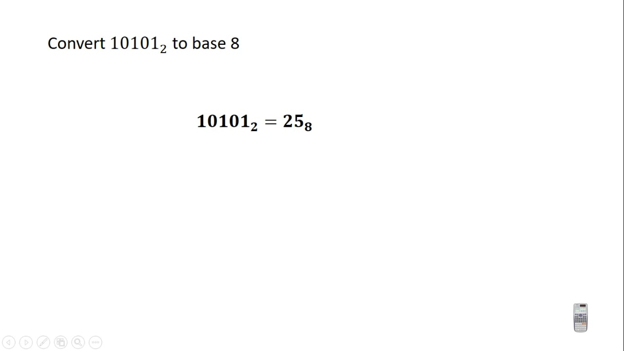Using the Calculator to convert a number from base 2 to base 8 - YouTube