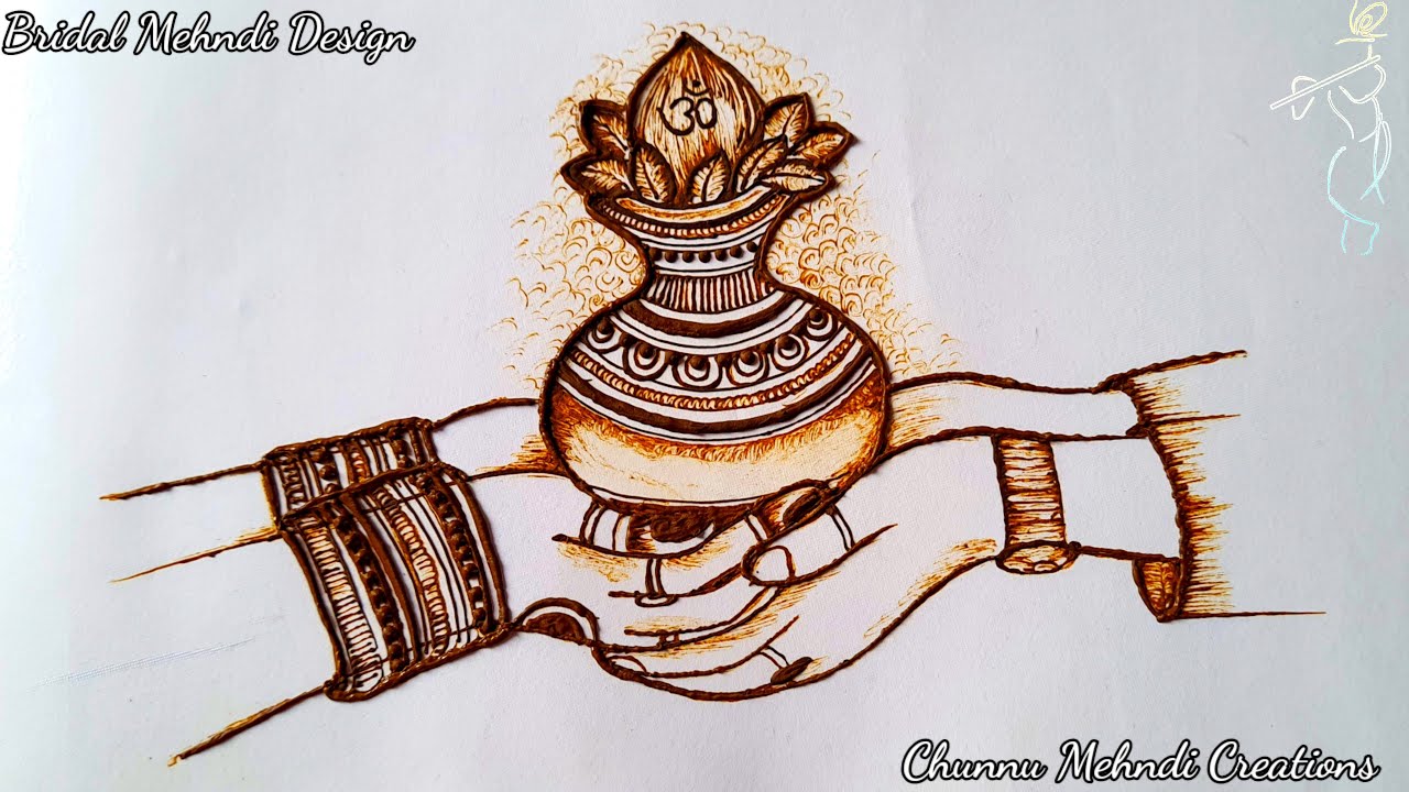 Kalash Mehndi Design || Learn how to make Kalash in bridal mehndi ...