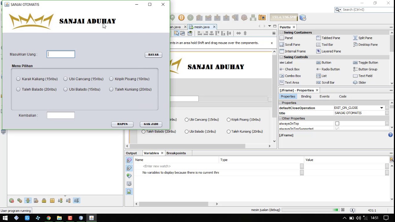 Implementasi Automata Vending Machine Sanjai Aduhay dengan Java Netbeans - YouTube