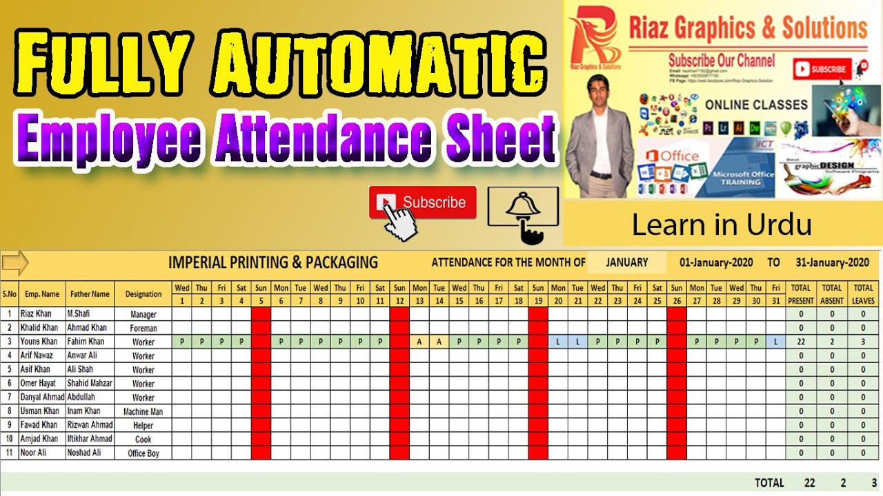 Fully Automatic Employee Attendance Sheet In MS Excel YouTube fully-automatic-employee-attendance-sheet-in-ms-excel-youtube