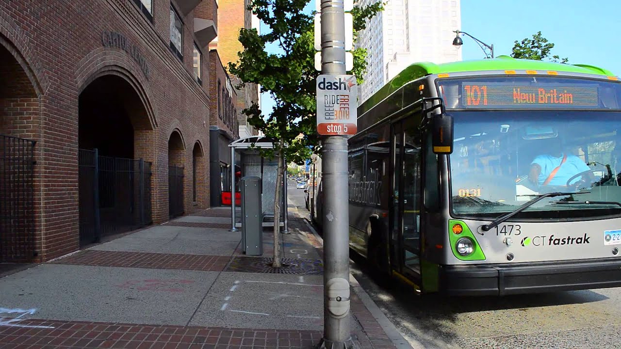 CT Transit 2014 Nova Bus LFX Artic Hybrid 1473 On Fastrak Route 101 ...
