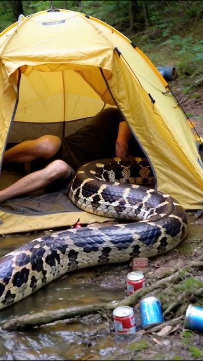 Sleeping with a python in the tent is very cool.#youtubeshorts - YouTube