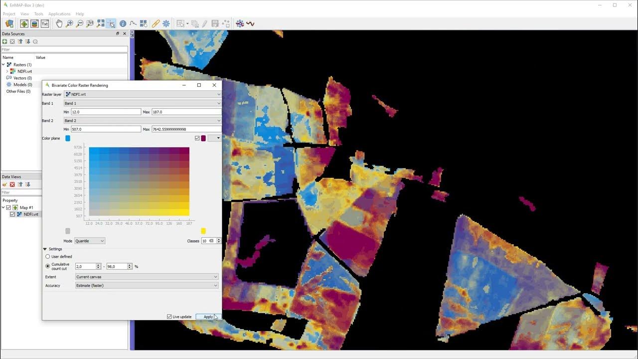Bivariate Color Raster Renderer in EnMAP-Box v3.11 - YouTube