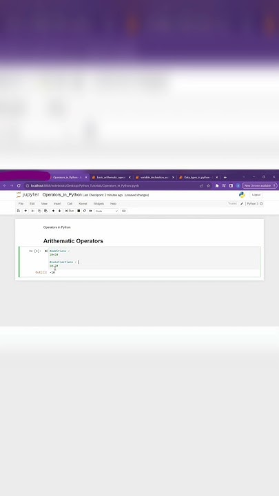 Introduction To Jupyter Notebook Part 8 Types Of Operators In Python Jupyternotebook Youtube