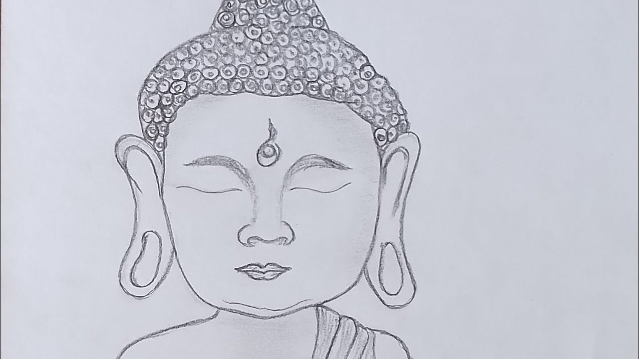 how to draw Lord Buddha, easy pencil drawing, step by step outline ...