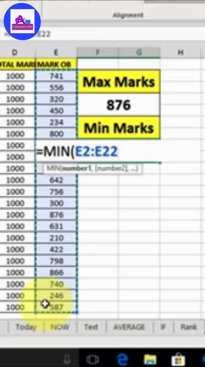 Using Maximum and Minimum Formula in Excel - YouTube