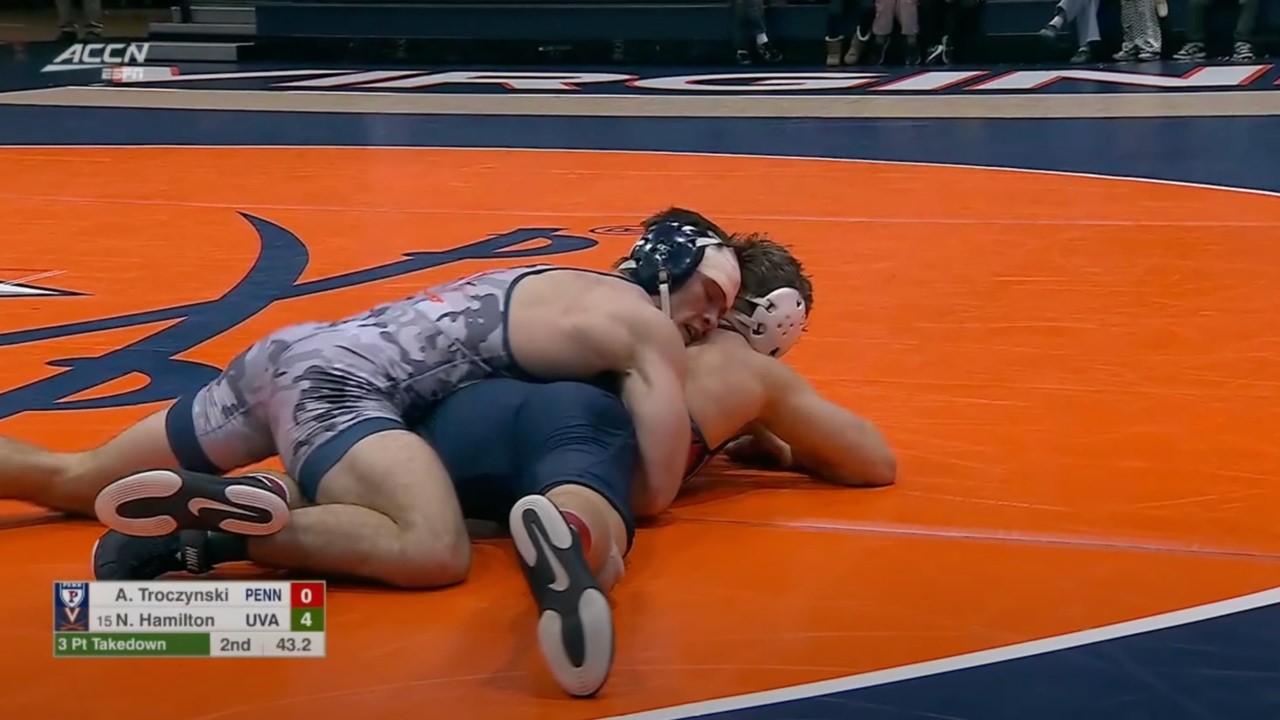 165lbs Nick Hamilton (Virginia) vs Andy Troczynski (Penn) - YouTube