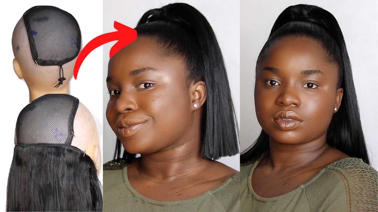HOW TO MAKE PONYTAIL WIG WITH WEAVE/ BLUNT CUT TUTORIAL - YouTube