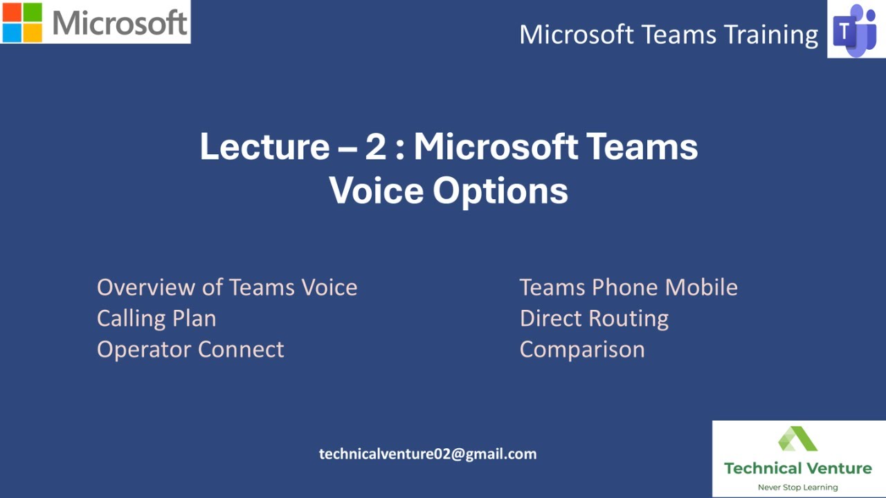 Lec - 2 | Microsoft Teams Voice | Overview of Calling Plans, Operator ...