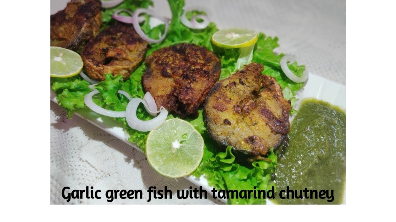 Garlic green fish fry with tamarind green chutney | #fishfryrecipe # ...