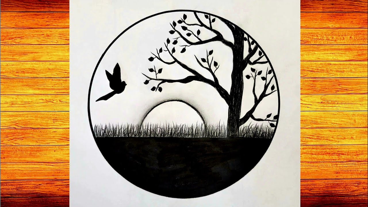 easy draw : painting tree _ step by step tree - YouTube