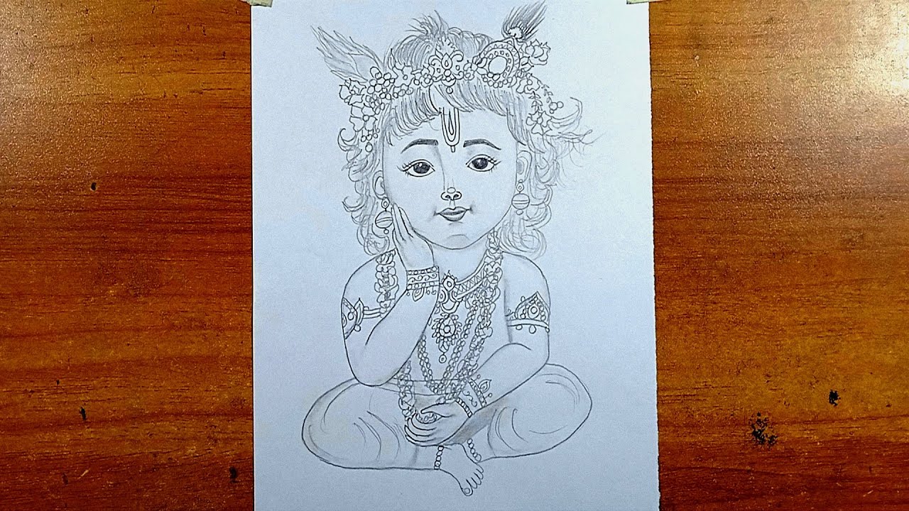 How to Draw Krishna| Krishna Drawing Easy and Beautiful| Best Krishna ...