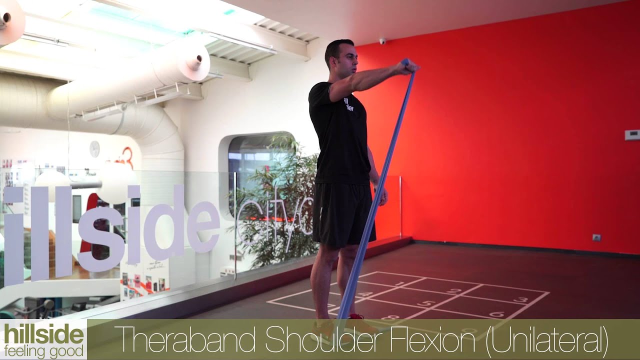 Theraband Shoulder Flexion (Unilateral) - YouTube