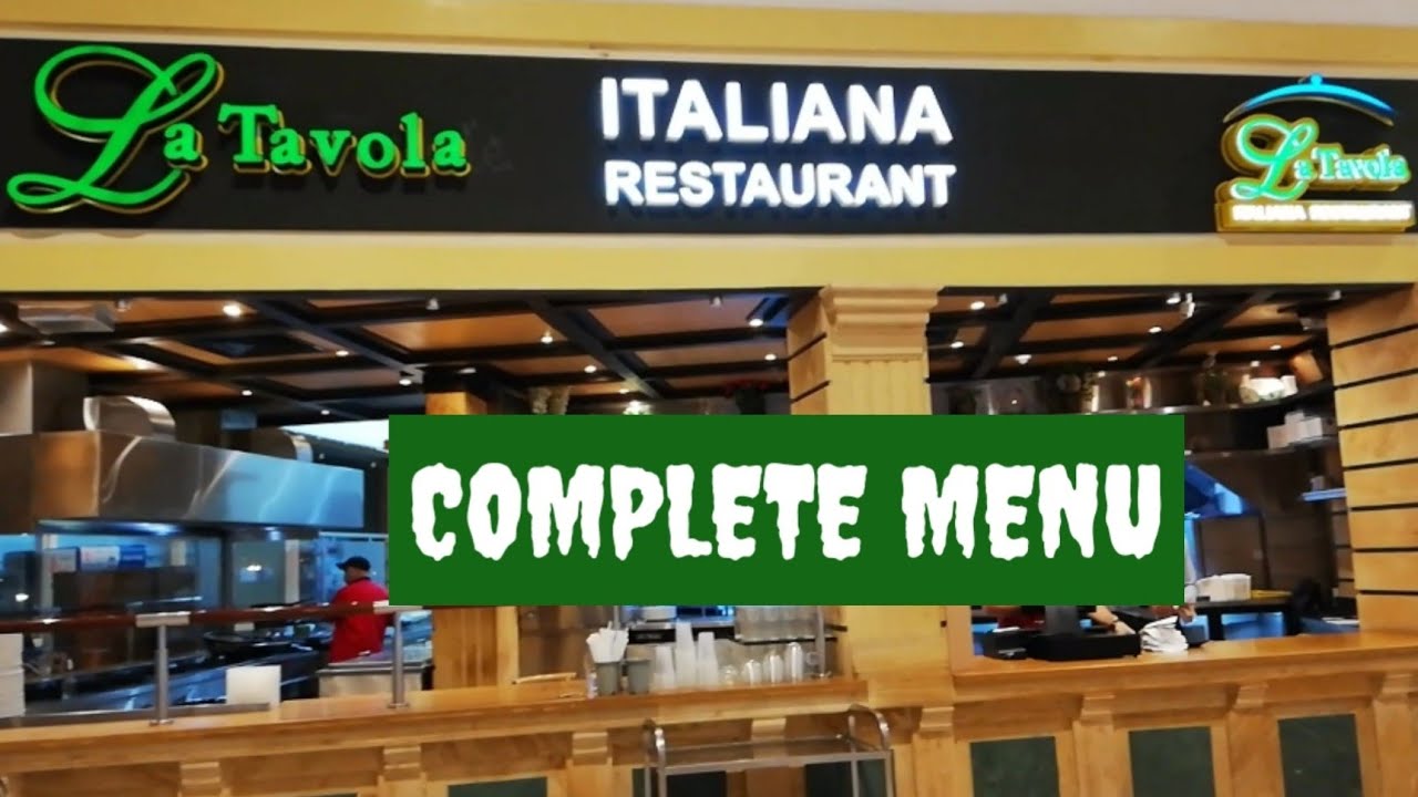 LA TAVOLA ITALIANA RESTAURANT AND PIZZARIA | COMPLETE MENU, OTHAIM MALL ...