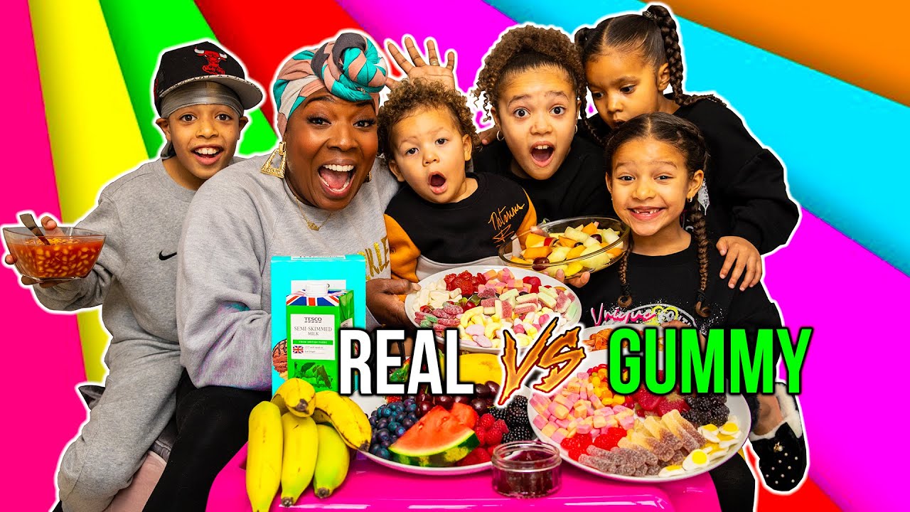 REAL FOOD VS GUMMY FOOD CHALLENGE!!! - YouTube