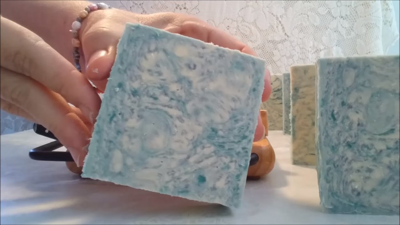 Cool Water | Making and Cutting Cold Process Soap | Cosmic Wave - YouTube