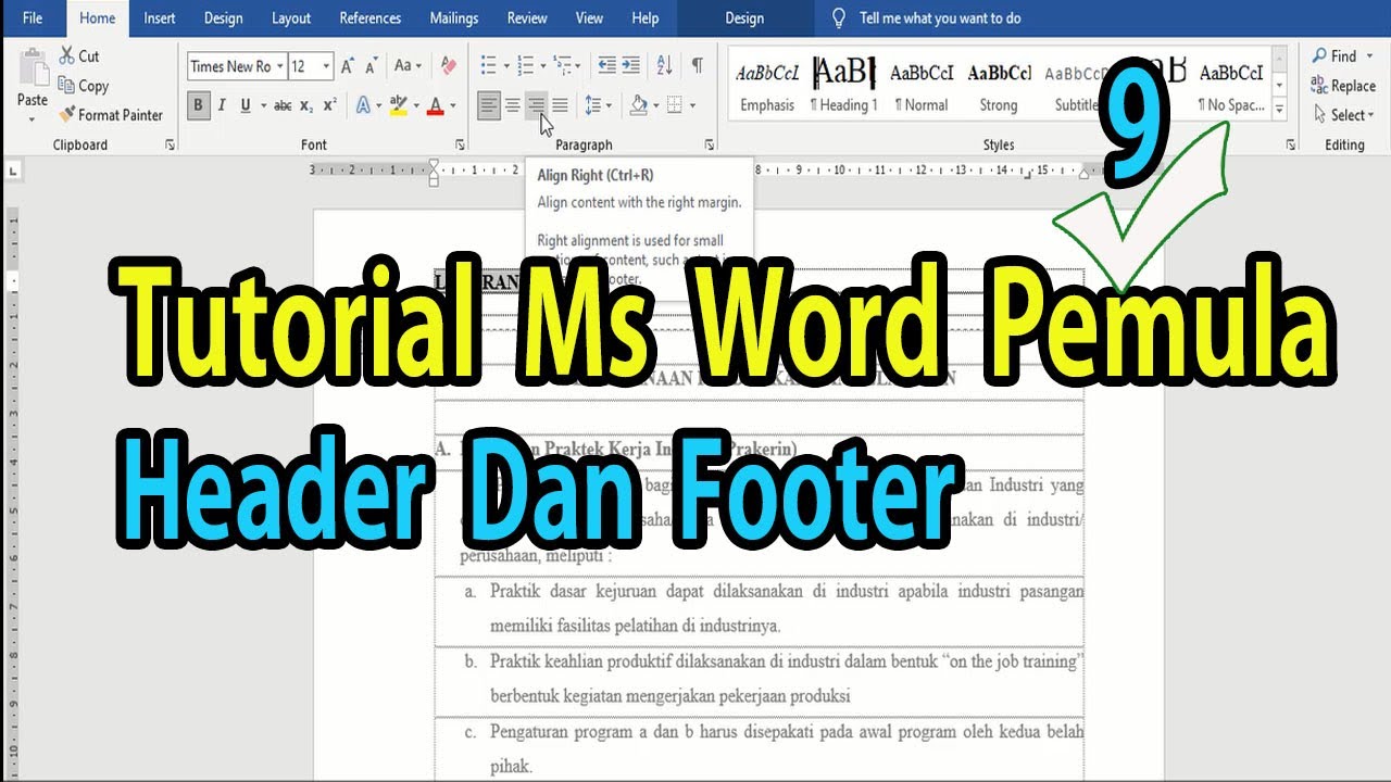 Cara Membuat Header Footer Di Word - YouTube