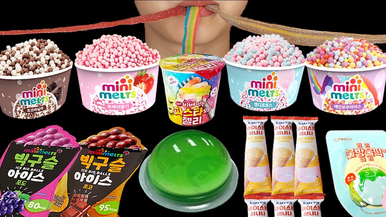 ASMR MUKBANG / 미니멜츠, 디핀다트, 구슬 아이스크림 먹방 MINI MELTS, DIPPIN' DOTS, ICE ...