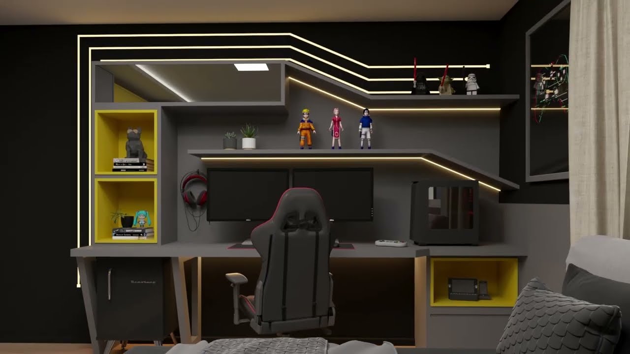 Quarto Gamer - Móveis Rimo - YouTube
