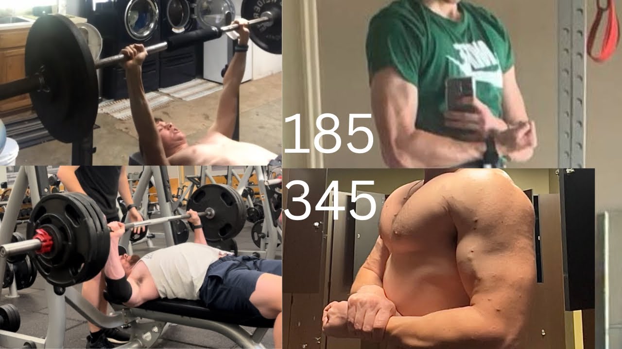 3 YEAR BENCH PRESS TRANSFORMATION 185LBS-345LBS - YouTube