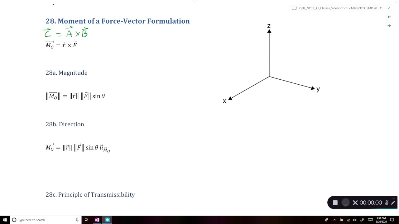 MME 211-L07-#28 Finding a moment using Cartesian Vectors and the ...