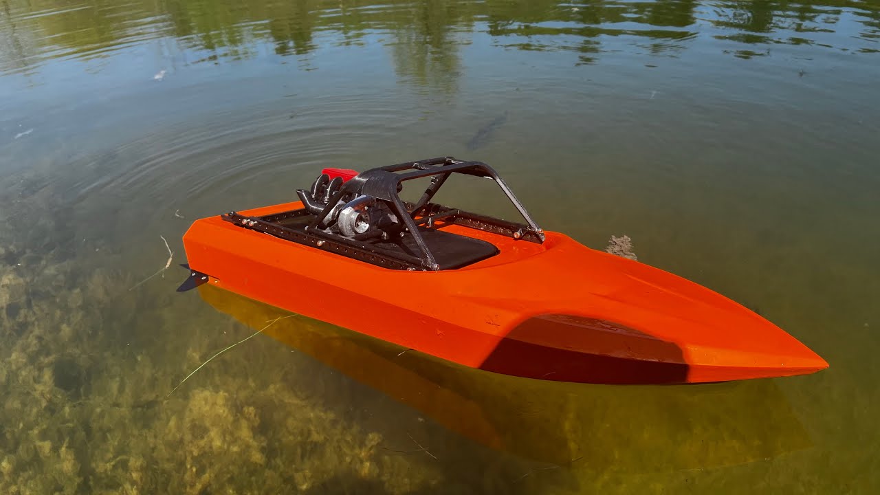 Homemade Rc sprint jet boat - Mjet 35 jet drive - YouTube