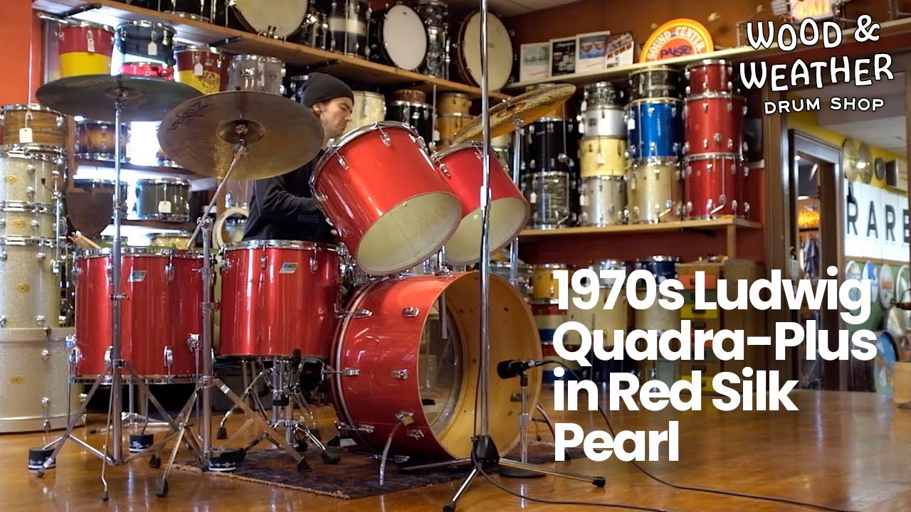 1970s Ludwig Quadra Plus in Red Silk Pearl Rory Dolan - YouTube