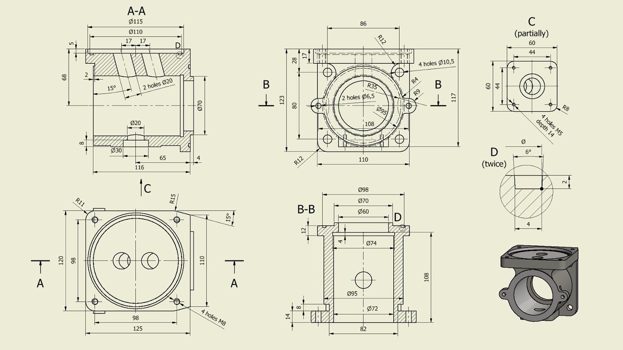 Tutorial Inventor - 134 PRESSURE REGULATOR BODY (Part-094) - YouTube