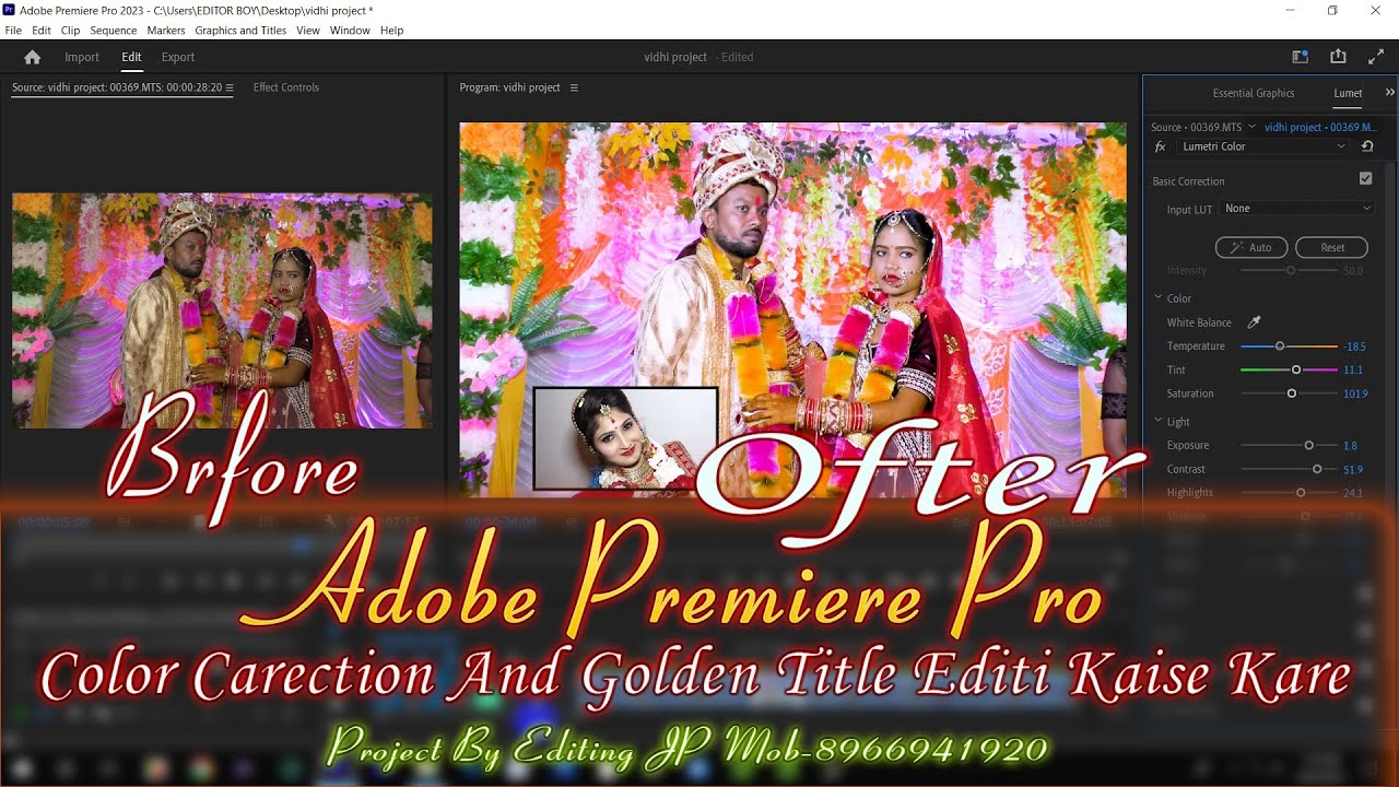 ADOBE PREMIERE PRO COLOR CARECTION! ADOBE PREMIERE PRO GOLDEN TITLE 2023! premiere pro! EDITING ...