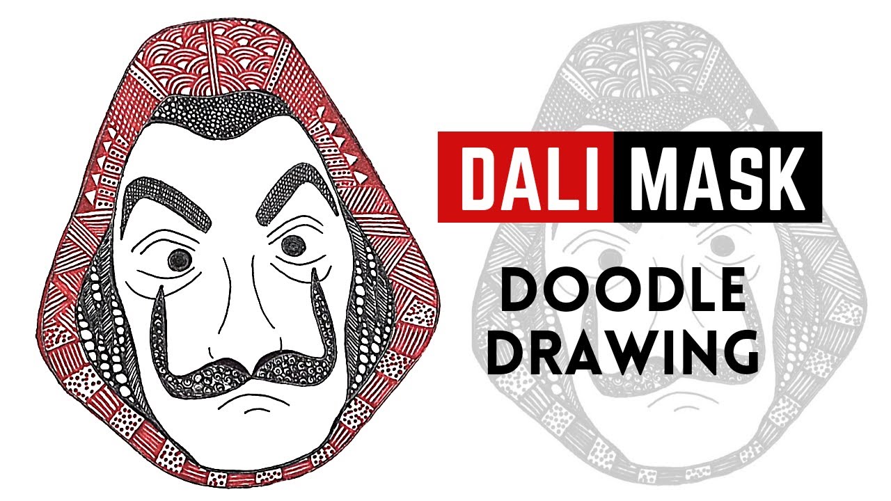 Money Heist Dali Mask Doodle Drawing | La Casa De Papel Mask Doodle ...