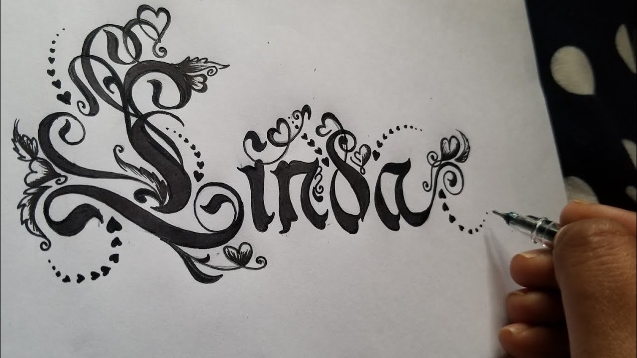 DIY customized name art/ Linda / simple namefonts/ freehand drawings ...