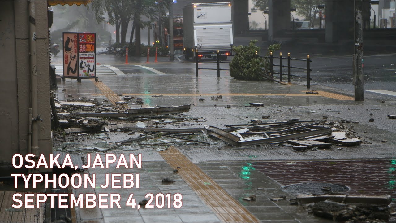 Typhoon Jebi destruction in Osaka, Japan (September 4, 2018) - YouTube