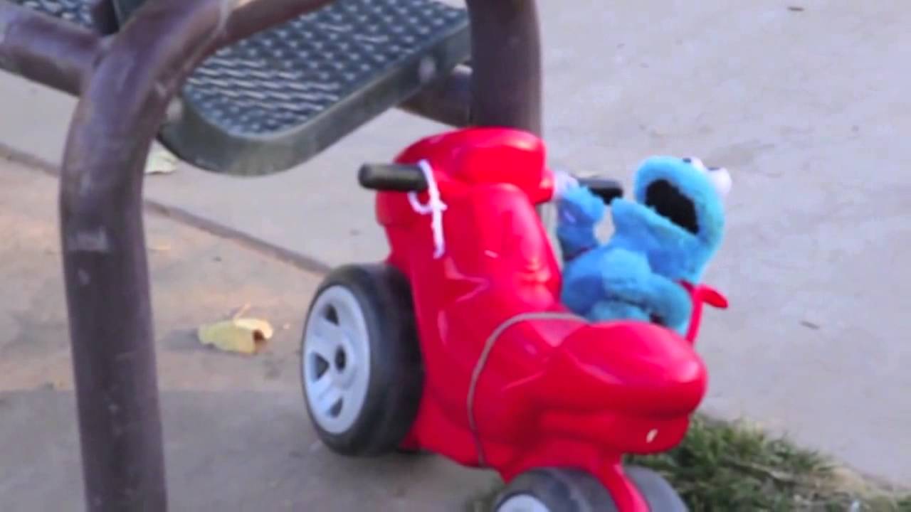 Cookie Monster Driving a Little Tikes Motorcycle Sesame Street Cookie ...