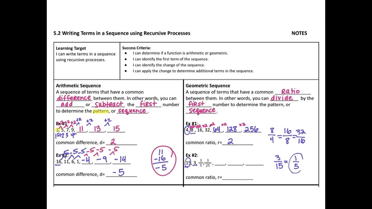 Lesson 5.2 - Arithmetic & Geometric Sequences - YouTube