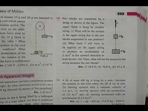 Physics Class 11 Laws of motion solution to numericals of connected ...