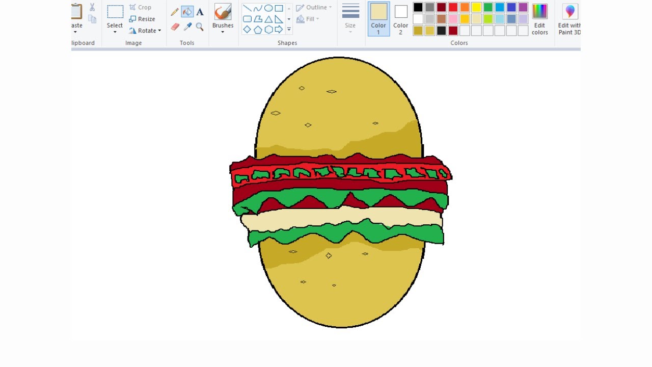 How to Draw Burger in MS Paint | How to Draw in MS Paint | Computer ...