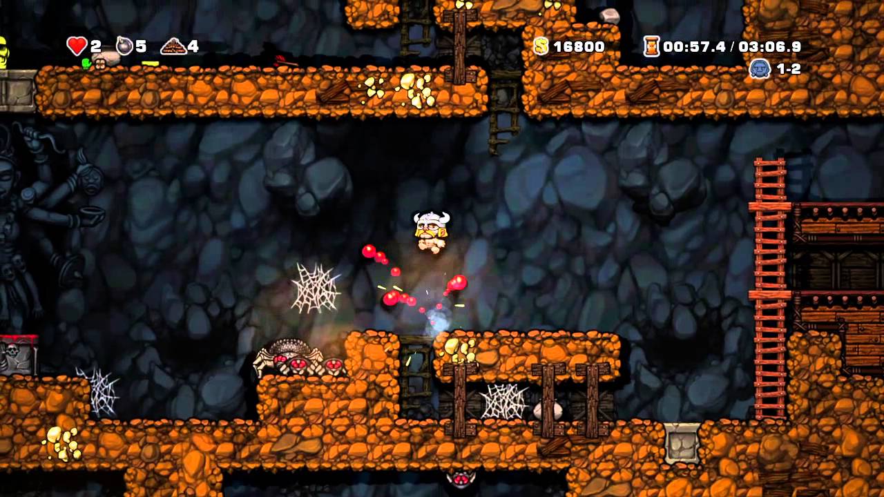 Spelunky Killing a Pissed off Giant Spider - YouTube