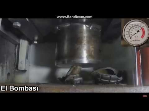 HİDROLİK PRES İLE EZİLEN - (PATLAYICI MADDELERR)  -  (+18 EL BOMBASII)