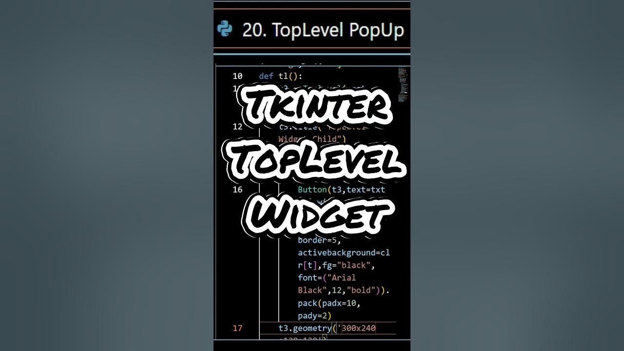 20 Toplevel Popup👌 Python Tkinter Coding Python Shorts Youtube