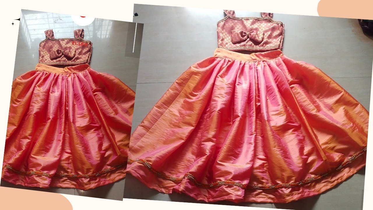 साउथ इंडियन style lehenga choli making। 4 sal ke kids ke liye ghagara ...