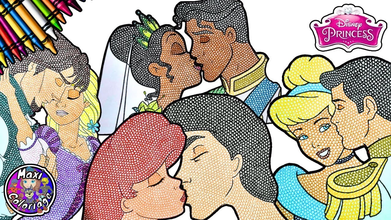 DISNEY PRINCESS COLORING BOOK PAGES ARIEL,CINDERELLA,TANGLED, TIANA ...