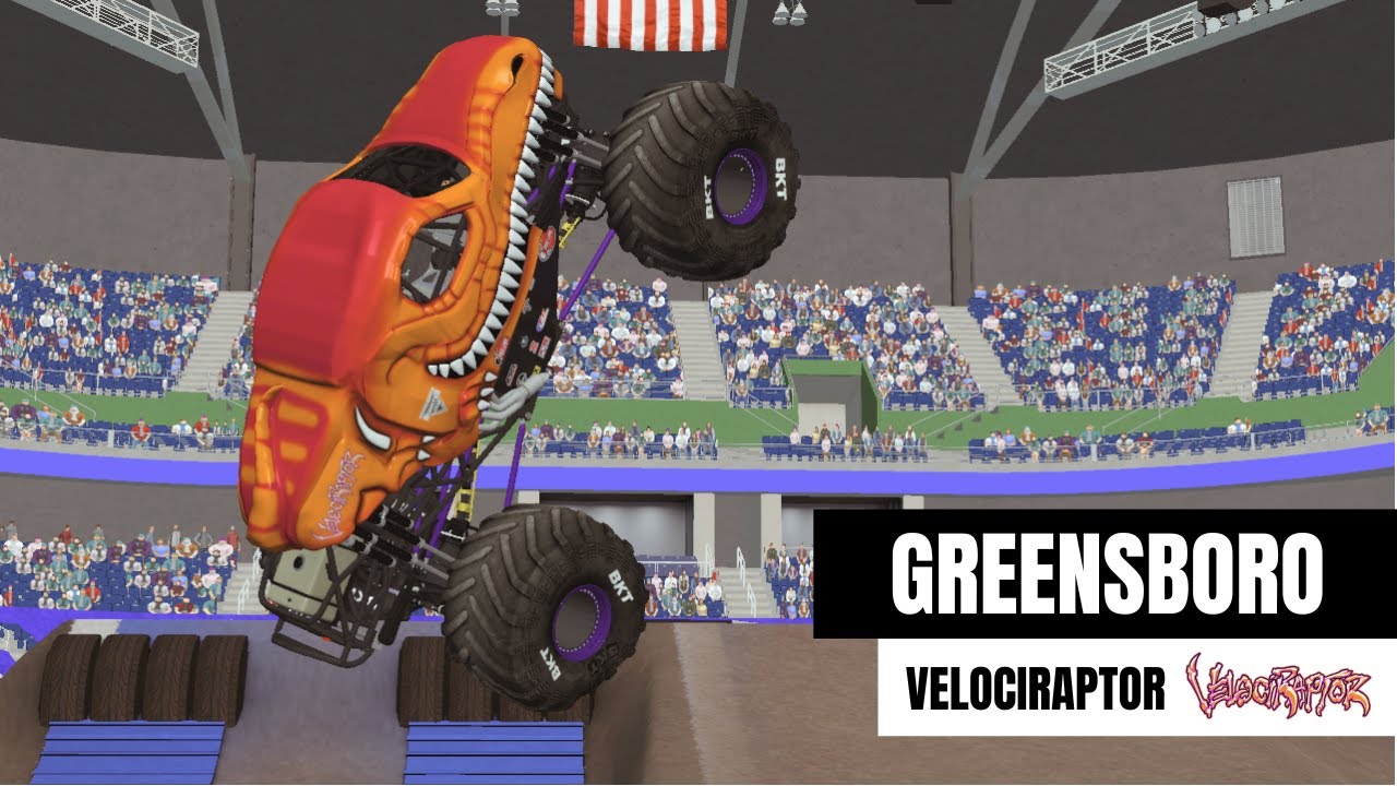 Rigs of Rods Monster Jam Velociraptor Freestyle Greensboro - YouTube
