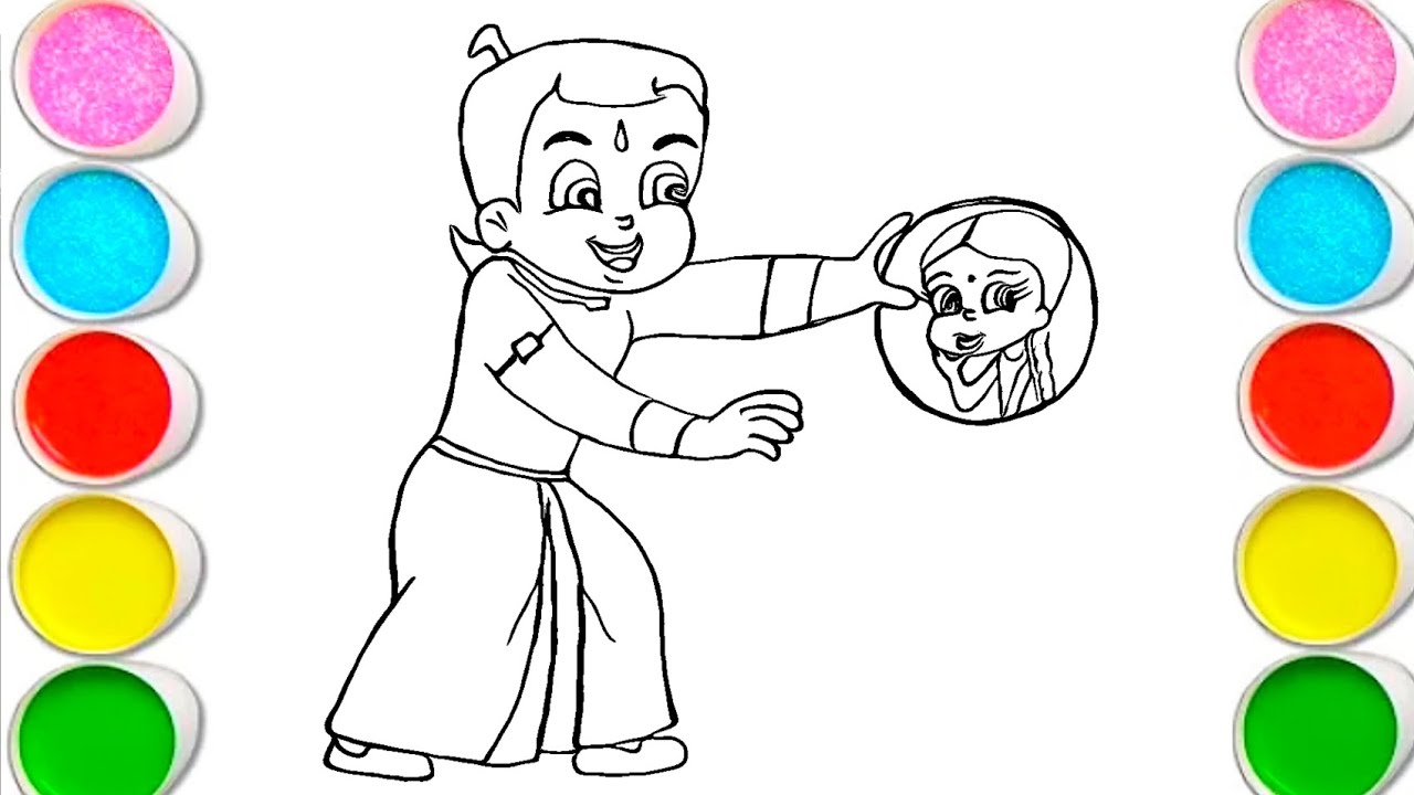 Chota Bheem and Chutki cartoon drawing step by step | Easy Drawing for ...