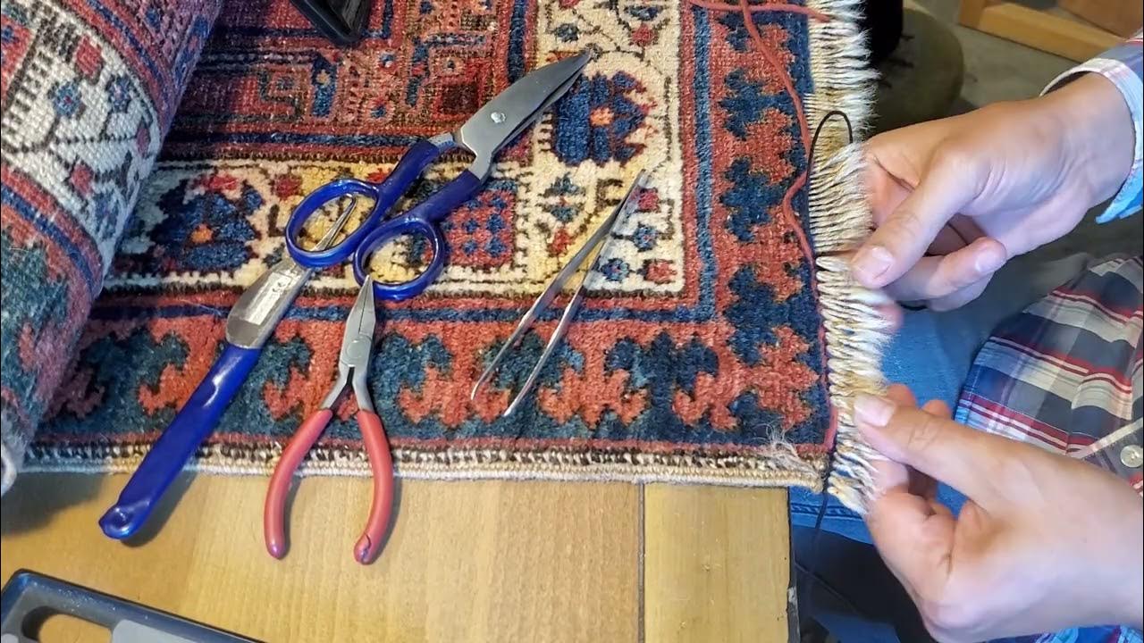 how to Repair, secure, fix fringes on the Persian and Oriental or handwoven Rugs/Carpet - YouTube