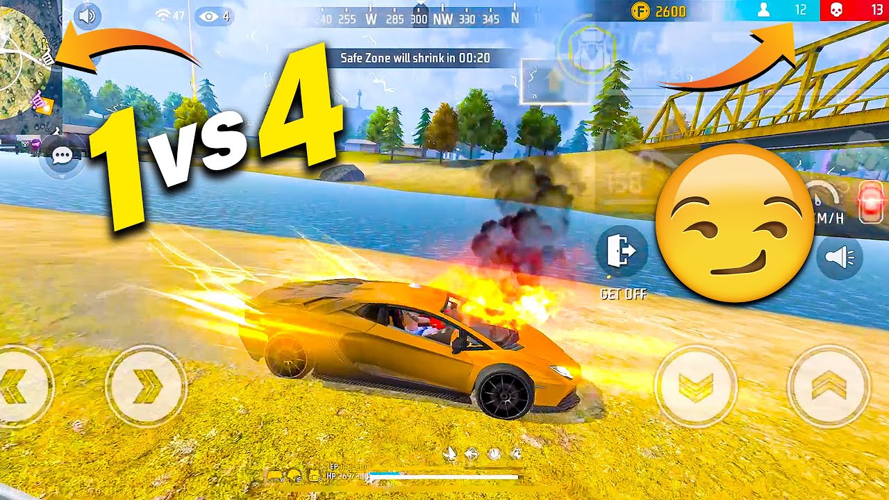 You Need More Skills To Defeat Me | Free Fire 1 vs 4 Full Gameplay ...