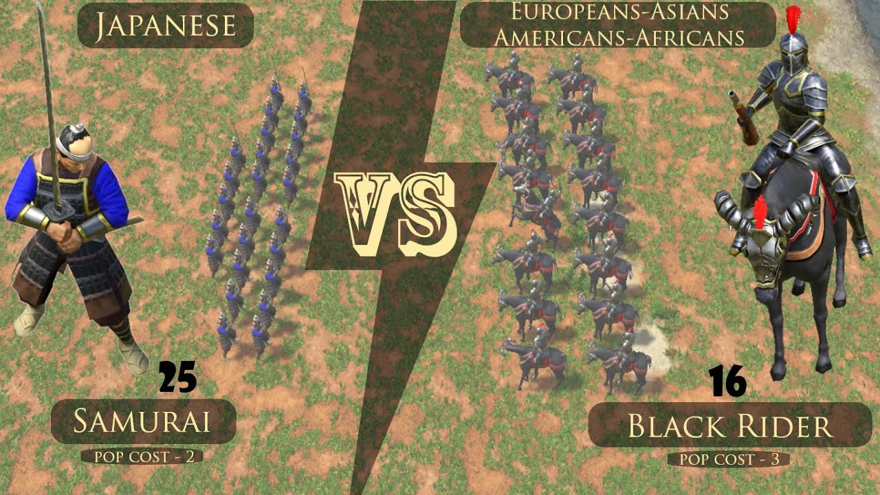25 Samurai vs 16 Black Rider | Unique Units | Age Of Empires III ...