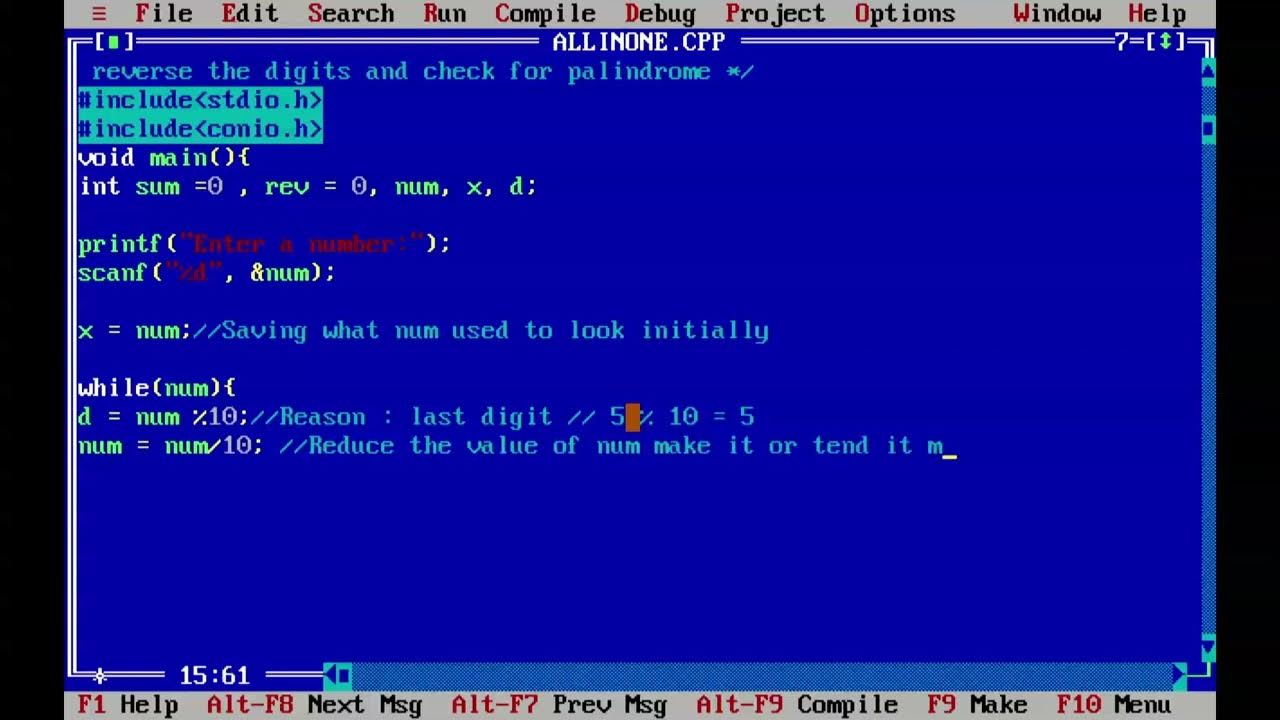 Program to read a number, find the sum of the digits, reverse the number and check for ...