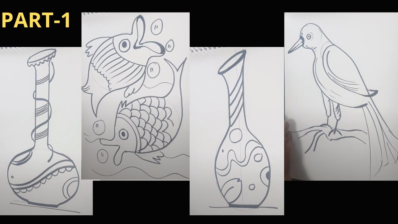 Part-1 | How to draw a variety of sketches easily using a tiffin lid ...