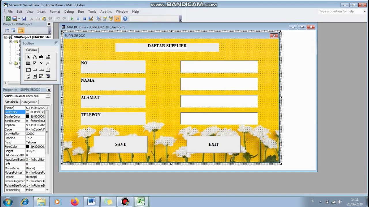 Form Input Data Macro Excel Youtube 5522
