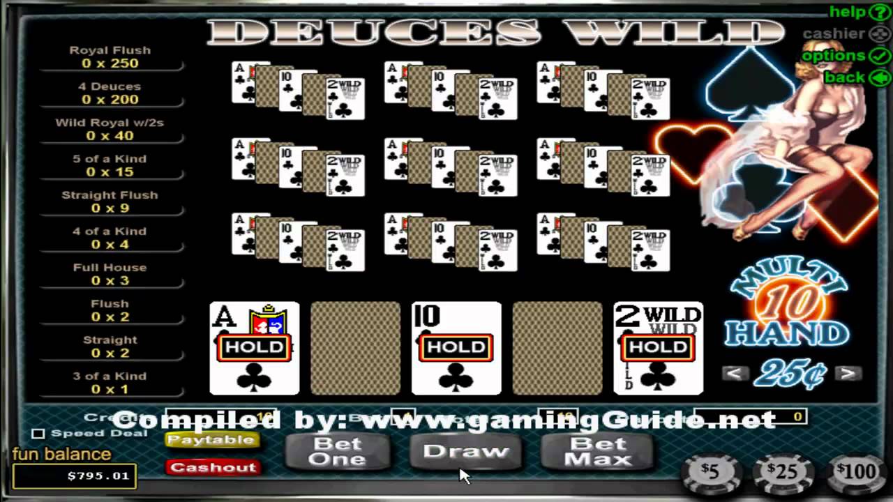 Deuces Wild 10 Hand Video Poker - YouTube